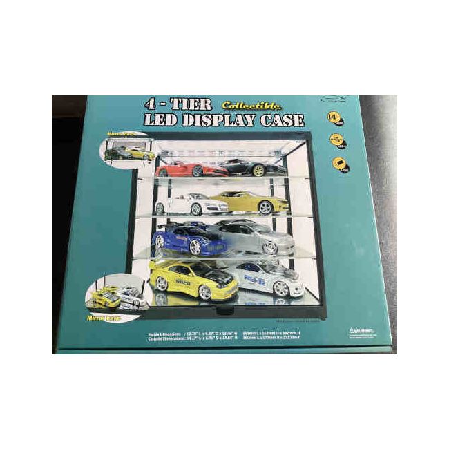 4 Tier Display Case with LED Lights for 1:18-1:24 Cars, Figures or ...