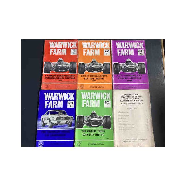 Official Programme 1968 Warwick Farm Racing Circuit 6 Programmes